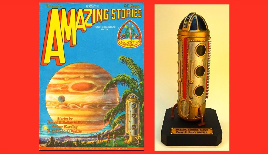 世界初のSF雑誌『Amazing Stories』の1928年11月号の表紙のロケットを作ってみた！ リベットだらけの味のあるデザインがたまら ...